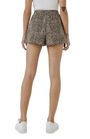 GREY LAB Animal Print Cotton Shorts