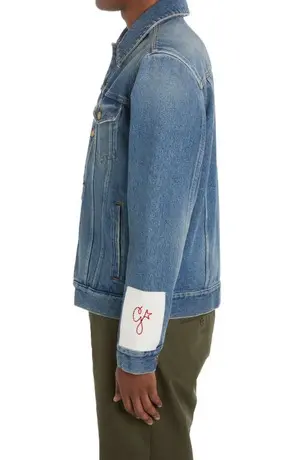 GOLDEN GOOSE Logo Patch Denim Jacket - Medium Blue
