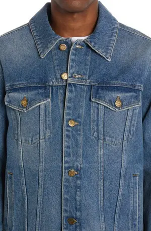 GOLDEN GOOSE Logo Patch Denim Jacket - Medium Blue