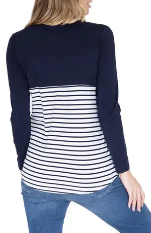 ANGEL MATERNITY Solid & Stripe Nursing Top