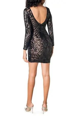 Dress The Population Lola Sequin Mini Dress - Black/nude