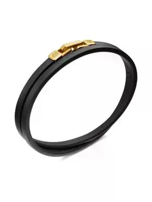 David Yurman 18kt Yellow Streamline Double Wrap Leather Bracelet - Gold