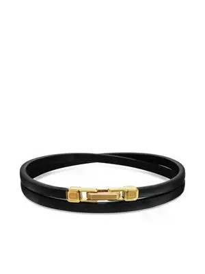David Yurman 18kt Yellow Streamline Double Wrap Leather Bracelet - Gold