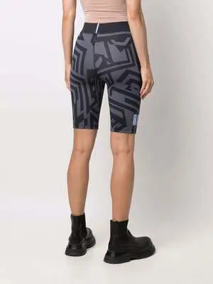 Alexander McQueen Abstract Print Stretch Shorts - Black