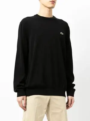 Lacoste Crocodile-embroidered Cotton Sweatshirt - Black