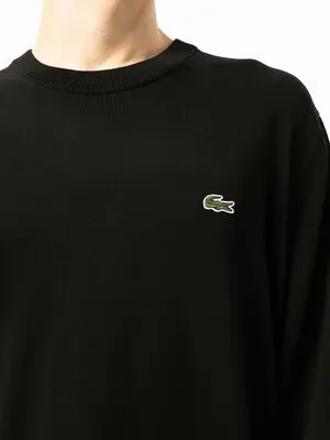 Lacoste Crocodile-embroidered Cotton Sweatshirt - Black