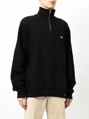 Lacoste Crocodile-embroidered Cotton Sweatshirt - Black