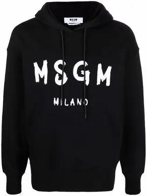 MSGM Logo Print Hoodie - Black
