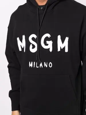 MSGM Logo Print Hoodie - Black