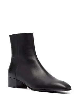 SCAROSSO Ambra Leather Ankle Boots - Black