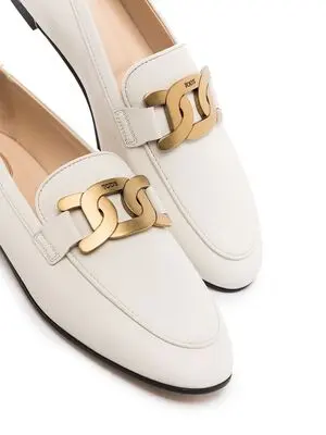 TOD'S Kate Leather Loafers - White