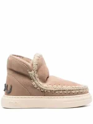 Mou Crochet Stitch-trim Boots