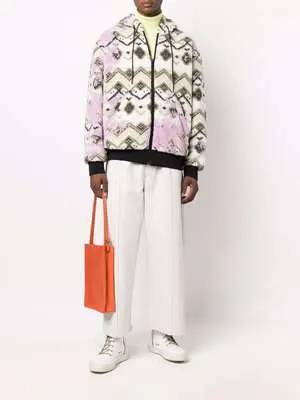 MSGM Geometric Print Hooded Jacket - White