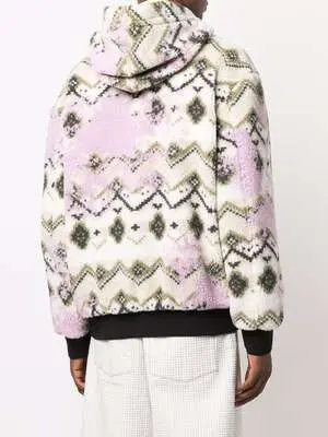 MSGM Geometric Print Hooded Jacket - White