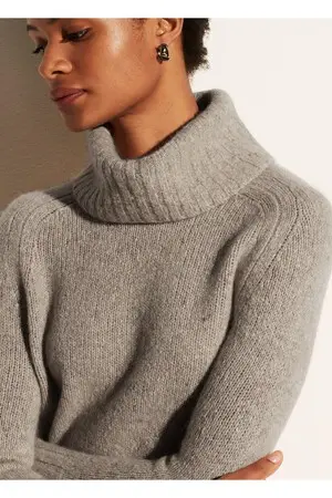 Vince Cashmere Donegal Ribbed Turtleneck Silver