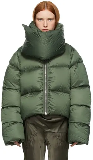 Rick Owens Rick Owens Black Down Funnel Neck Jacket - 15 Green