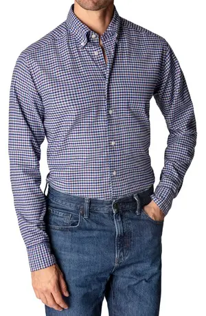 Eton Slim Fit Check Oxford Cloth Dress Shirt