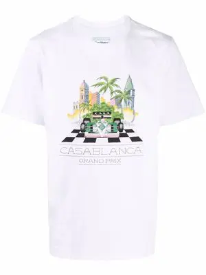 Casablanca Grand Prix Graphic T-Shirt In White - 55% Off