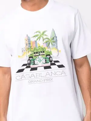Casablanca Grand Prix Graphic T-Shirt In White - 55% Off