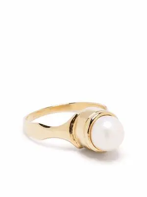 BEATRIZ PALACIOS Plated Silver Signet Ring With Pearl - Gold