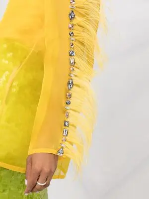 Emilio Pucci Feather-trim Silk Blouse