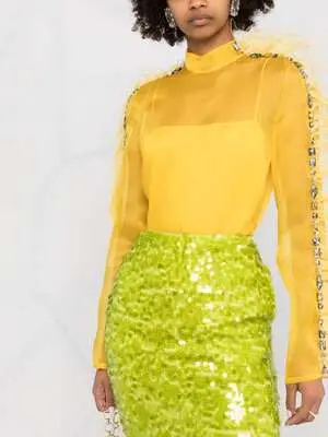 Emilio Pucci Feather-trim Silk Blouse