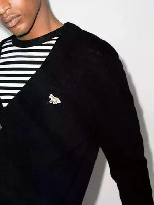 Maison Kitsuné Fox Patch Cardigan - Blue