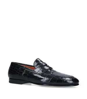 Santoni Croc Effect Shoes For Men