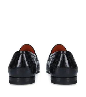 Santoni Crocodile Penny Loafers