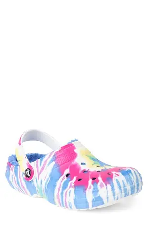 CROCS Crocs(tm) Classic Fleece Lined Tie Dye Clog Multi Tie Dye