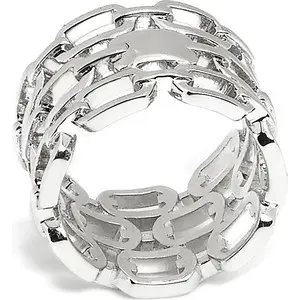ZARUX Modern Link Ring - White Gold
