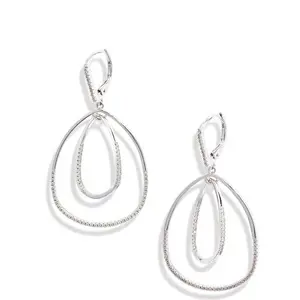 Nordstrom Pavé Inset Orbital Drop Earrings - Clear- Silver