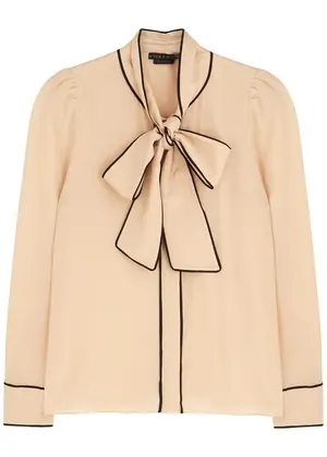Alice + Olivia Jeannie Blush Silk Blouse