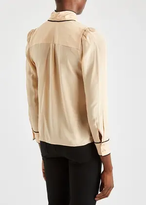 Alice + Olivia Jeannie Blush Silk Blouse