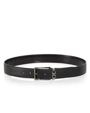 FERRAGAMO Gancini Embossed Reversible Leather Belt