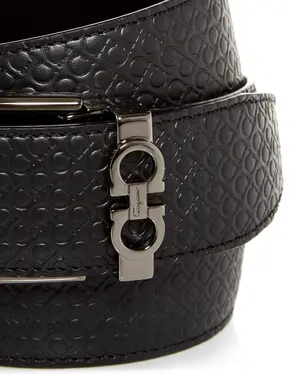 FERRAGAMO Gancini Embossed Reversible Leather Belt