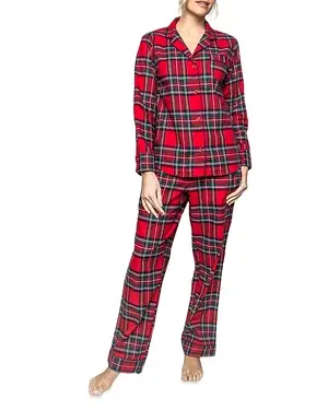 PETITE PLUME Cotton Imperial Tartan Flannel Pajama Set - Red