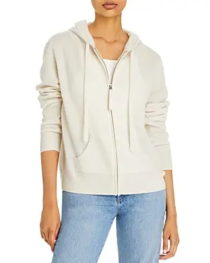 Aqua Cashmere Full Zip Hoodie Ash
