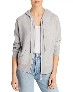 Aqua Cashmere Full Zip Hoodie Light Gray