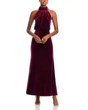 Eliza J Mock Neck Blouson Gown - Plum