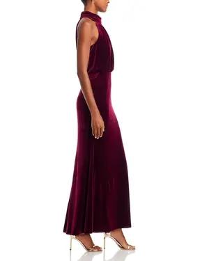 Eliza J Mock Neck Blouson Gown - Plum