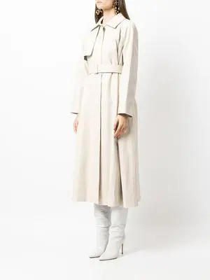 Goen.j Faux-leather Belted Trench Coat