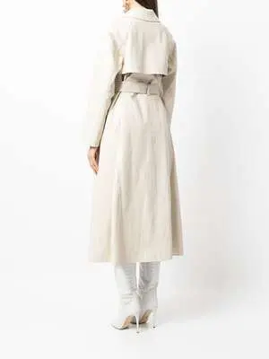Goen.j Faux-leather Belted Trench Coat
