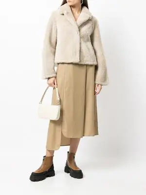 Goen.j Notched-collar Cropped Shearling Jacket