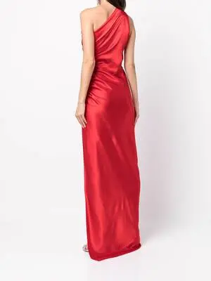 Michelle Mason Asymmetrical Silk Gown - Red