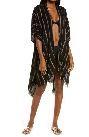 Elan Stripe Fringe Cover-up Black Stripe