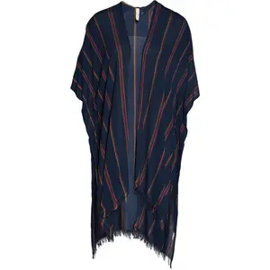 Elan Stripe Fringe Cover-up - Navy Stripe