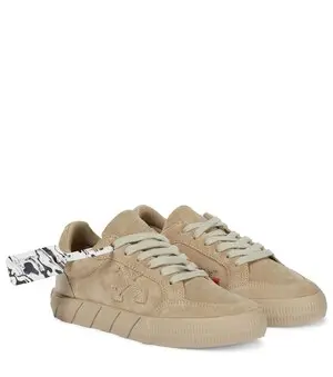 Off-White Low Vulcanized Suede Sneakers Beige