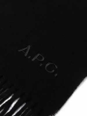 A.p.c. Logo-embroidered Wool Scarf - Black