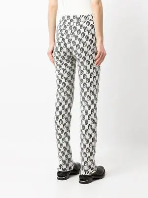 We11Done Logo Pattern Knitted Leggings - White